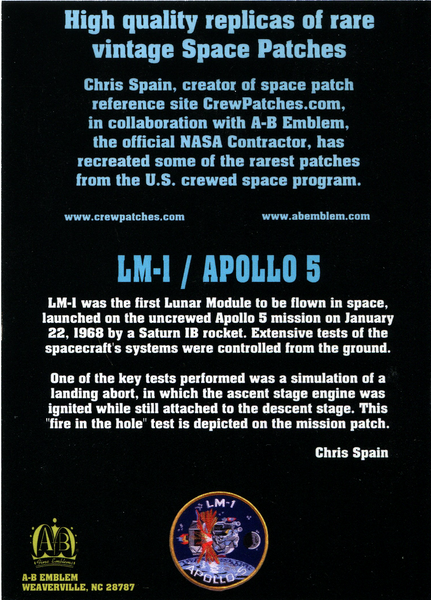 LM-1 Apollo 5 – Space Patches