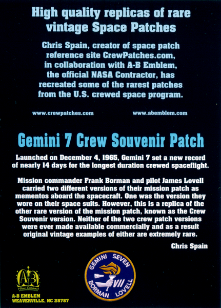 Gemini 7 Crew – Space Patches